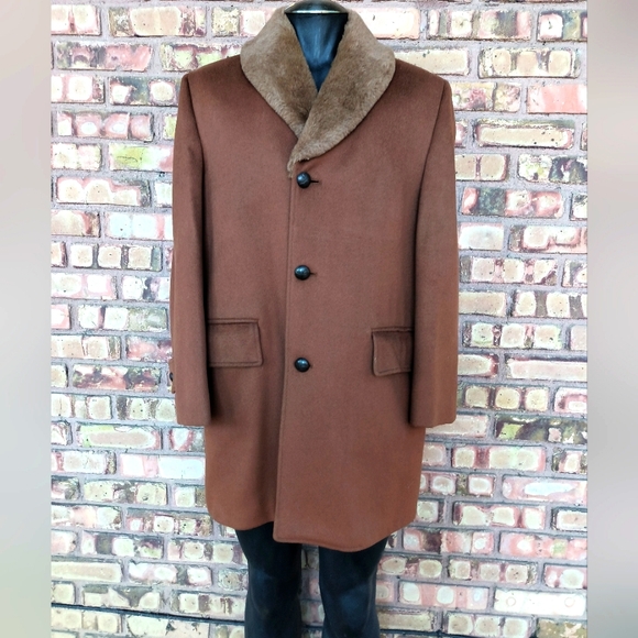 Towncraft | Jackets & Coats | Vintage 7s Mens Heavy Thick Wool Coat Fur ...